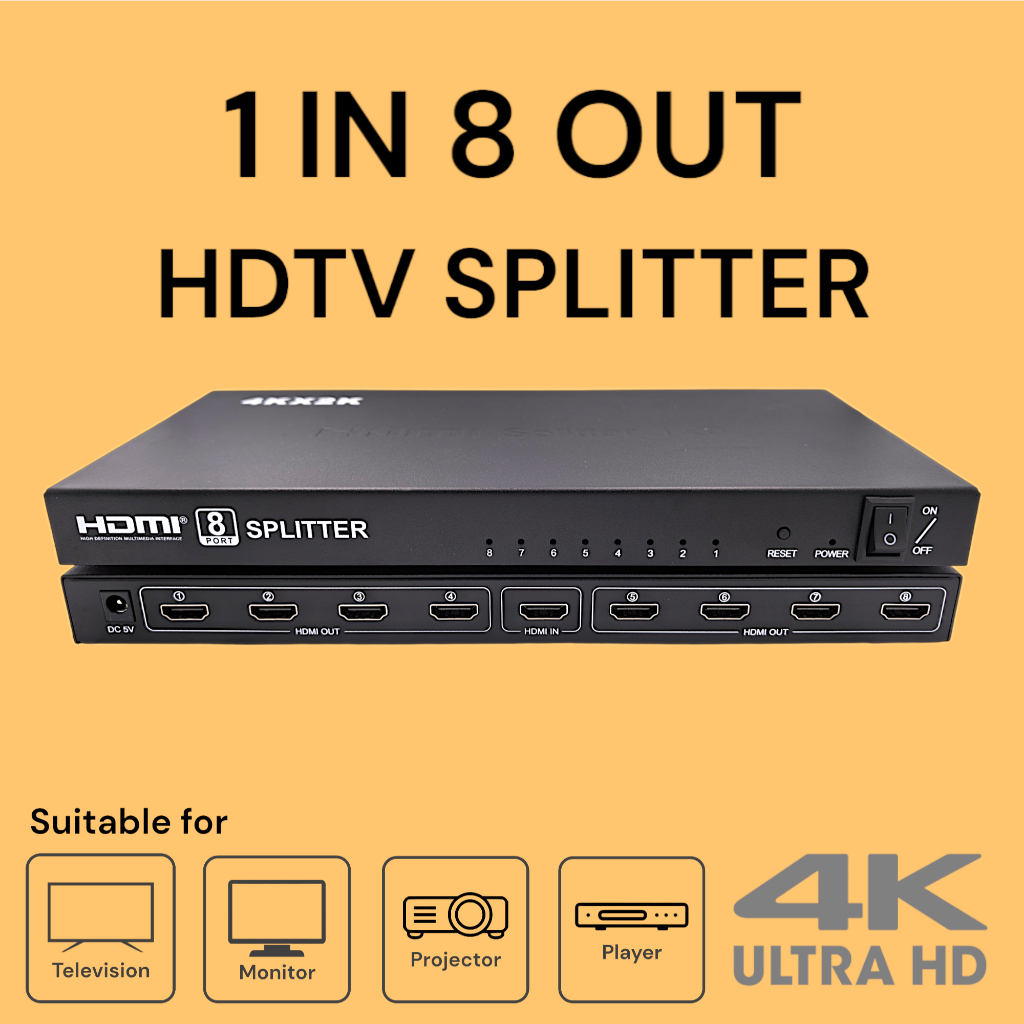 1 IN 8 OUT 4K 1X8 HDMI/HDTV SPLITTER AUDIO AND VIDEO | Shopee Malaysia