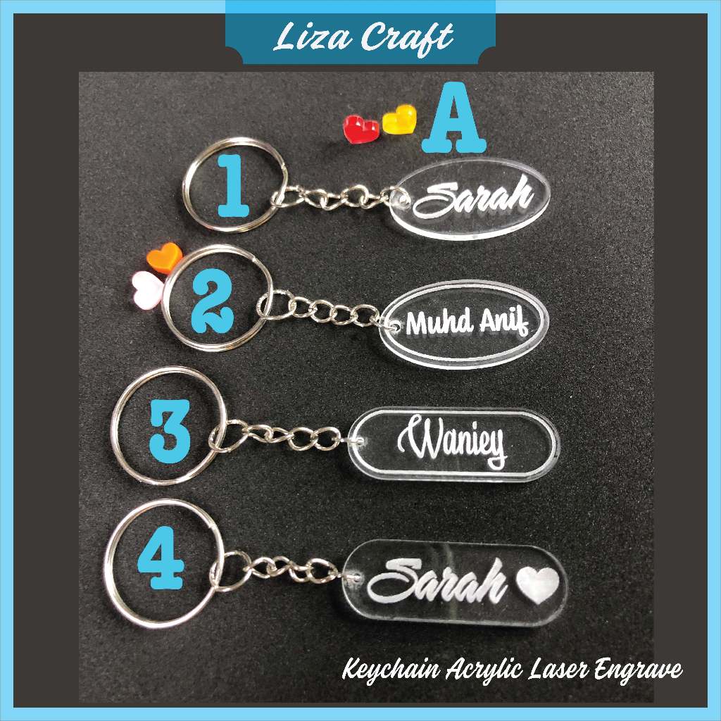 Keychain Clear Acrylic Engrave with laser Custom Name / Ukir ...