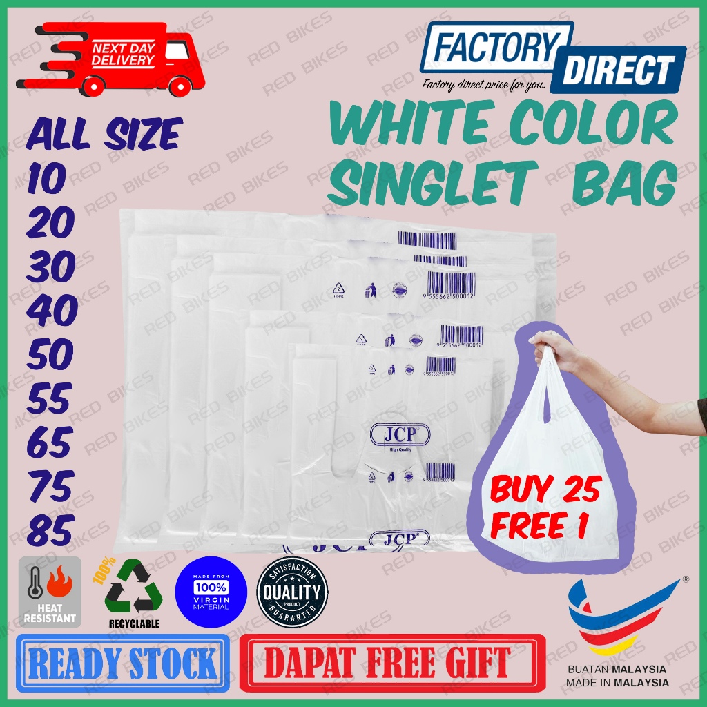 Singlet Plastic Bag ( WHITE ) / T-Shirt Bag / Beg Plastik Tangkai PUTIH ...