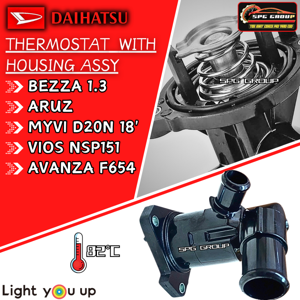 GENUINE DAIHATSU THERMOSTAT WITH HOUSING PERODUA BEZZA 1.3 ARUZ MYVI ...