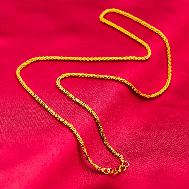 Rantai Leher Chopin 24k 916 Emas Bangkok korea Sadur Kalung Perempuan Gold Plated Jewelry ...