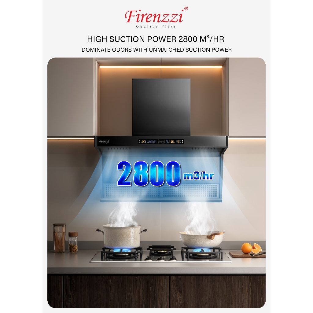 Firenzzi Ultra High Suction Power 2800m3/hr FCH-9888 Intelligent Cooker ...