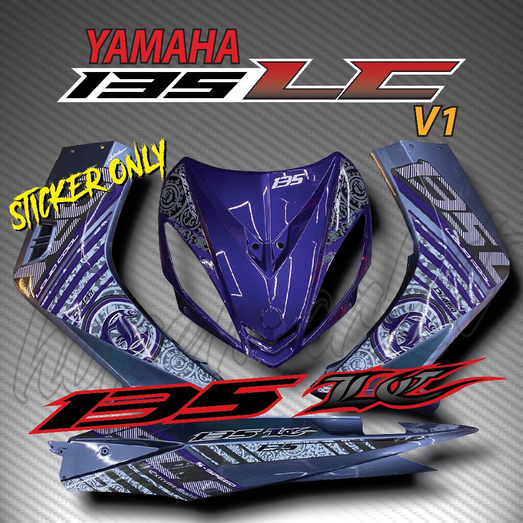 STRIPE MOTOR YAMAHA LC135 V1 BATIK BATMAN CUSTOM BODY STICKER ( READY ...