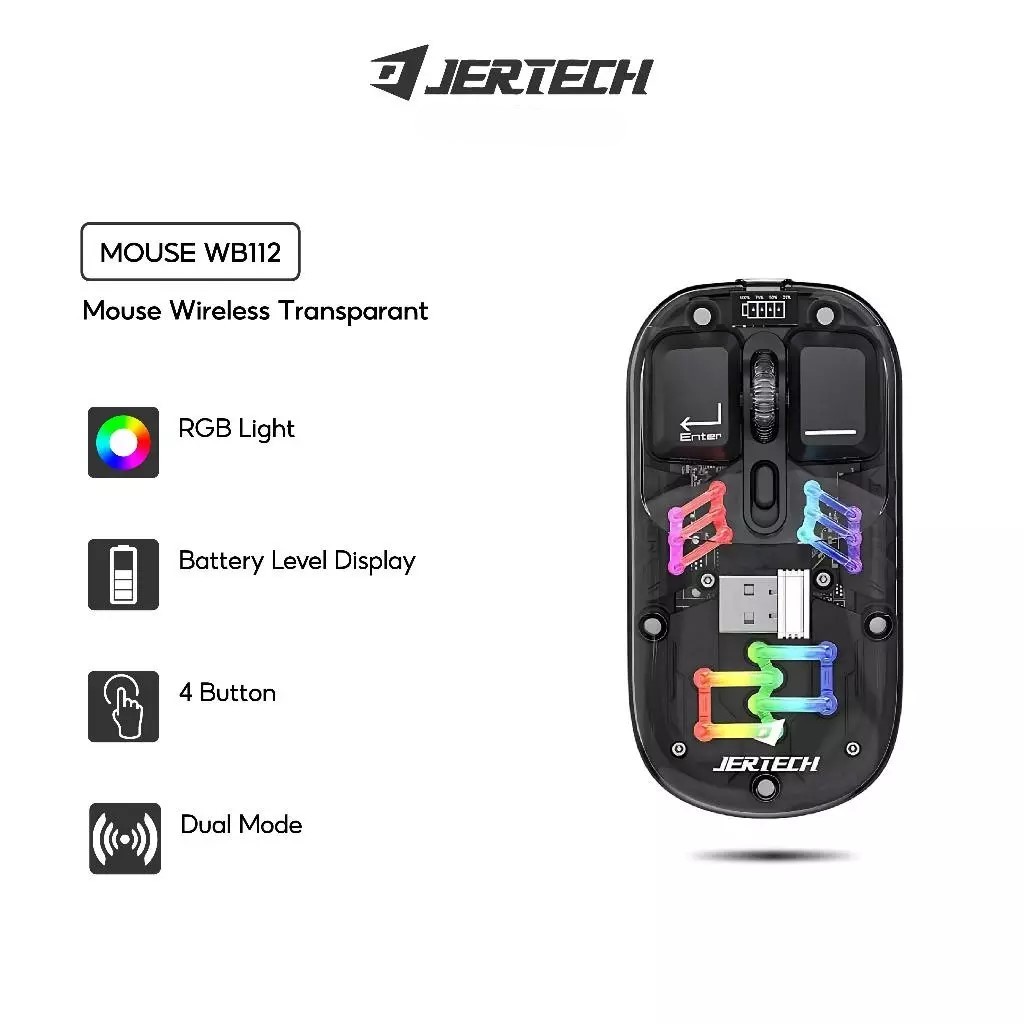 Jertech WB112 2.4G Bluetooth Dual Mode Backlit Computer Mouse Type-C ...