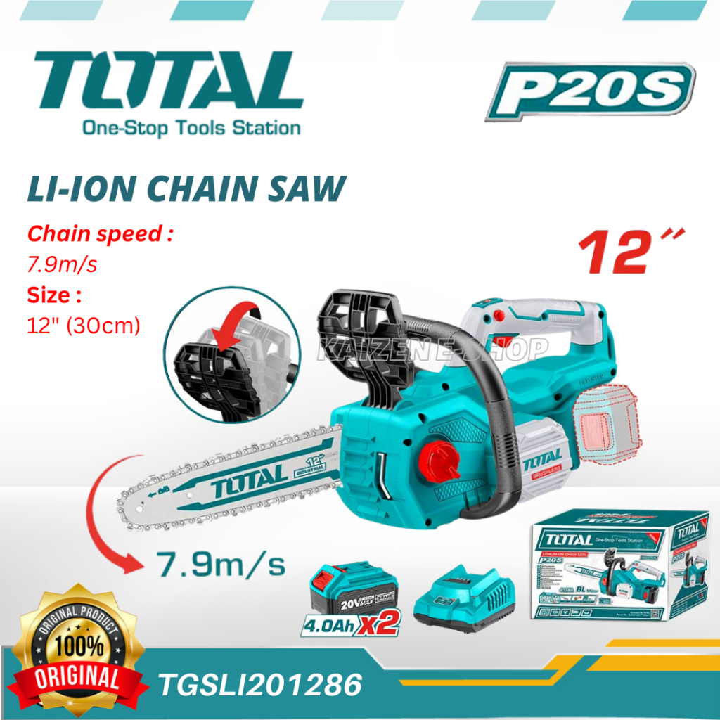 TOTAL TGSLI20128 / TGSLI201286 P20S 20V Li-ion Brushless Motor Chain ...