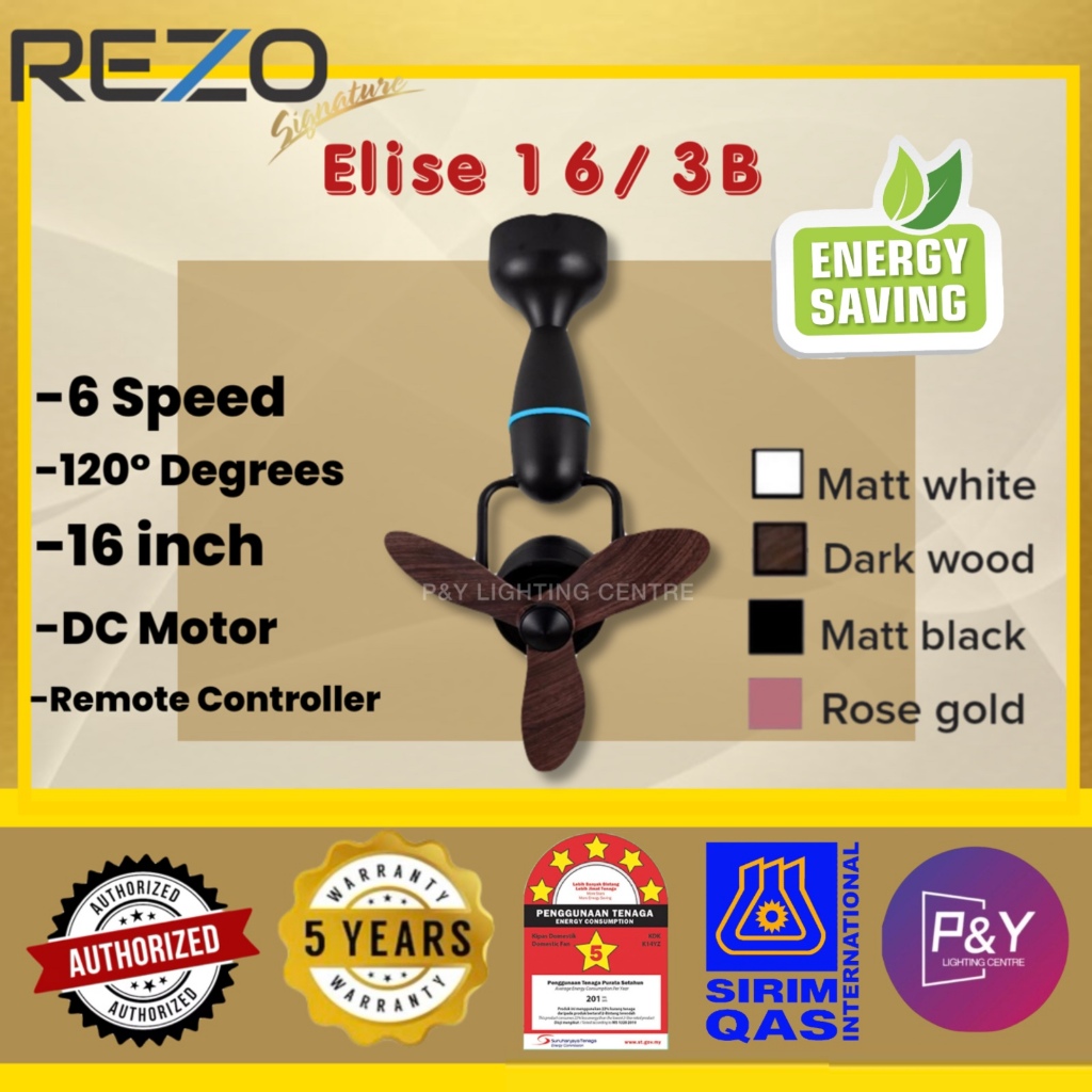 REZO Elise 3B/16" DC Remote Ceiling & Wall Fan | Shopee Malaysia