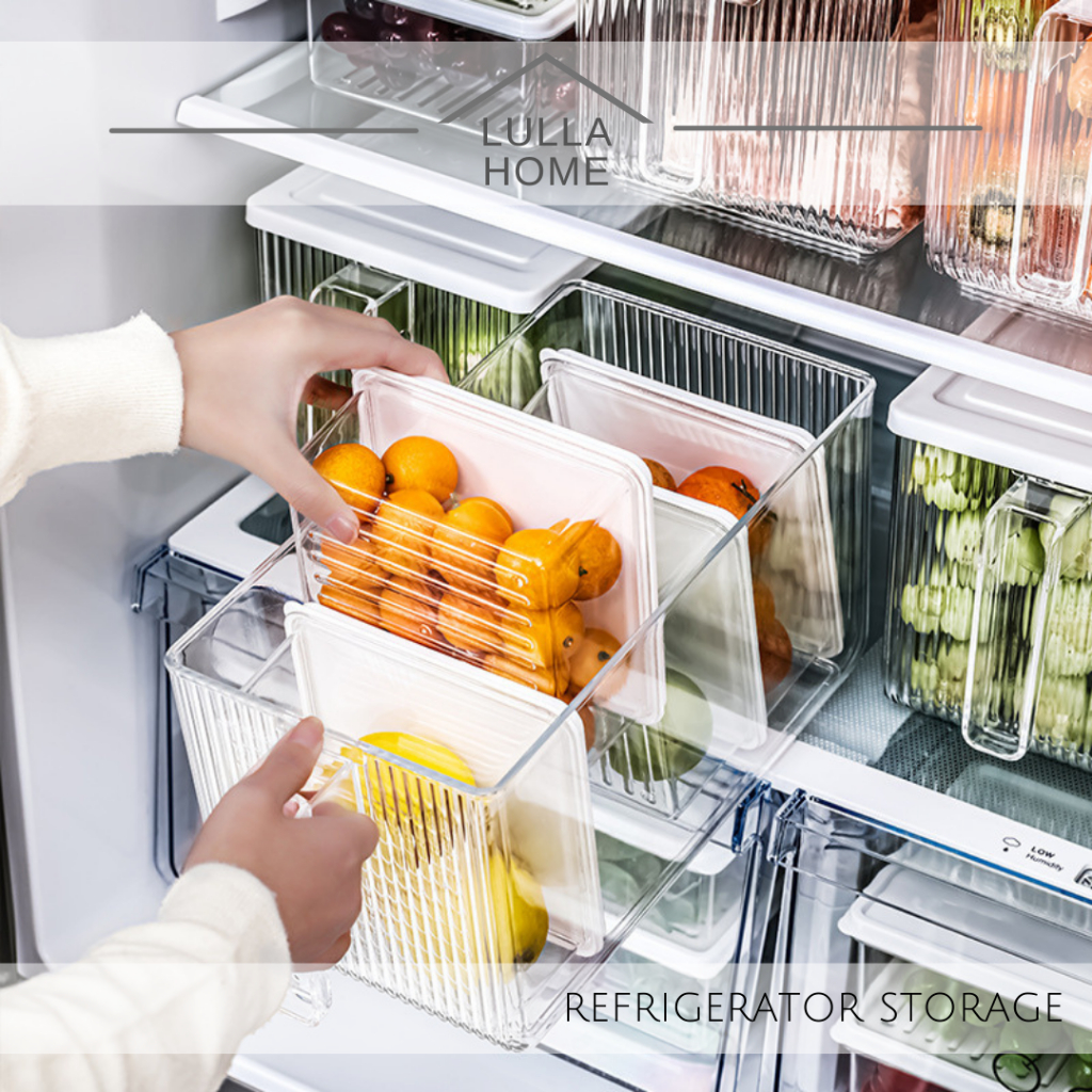 LullaHome Transparent Refrigerator Organizer Storage Container With ...