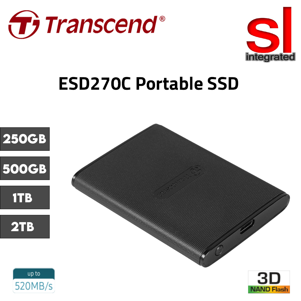 Transcend ESD270C USB 3.1 Gen2 Type-C Portable SSD - 250GB/500GB/1TB ...