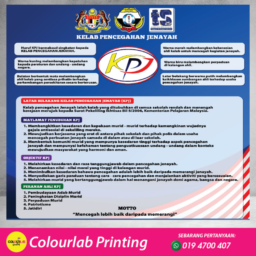 Banner Kelab Pencegahan Jenayah sekolah rendah dan menengah (KPJ ...