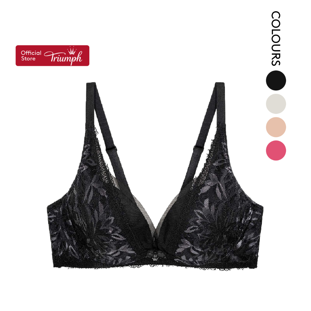 Triumph Aqua Bloom Non-Wired Push Up Deep V Bra | Shopee Malaysia