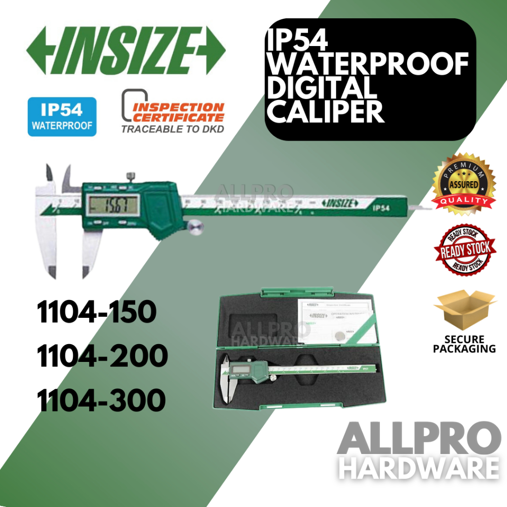 INSIZE IP54 Waterproof Digital Caliper 1104-150 (6") /1104-200 (8 ...