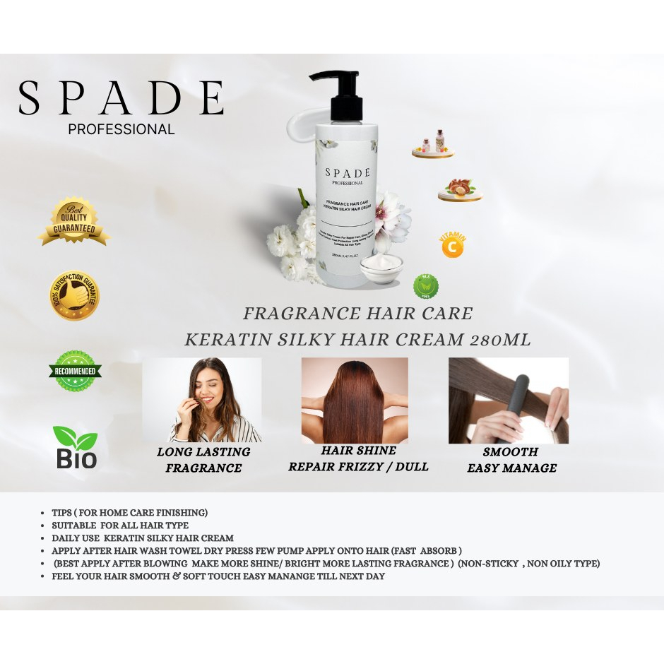 SPADE PROFESSIONAL FRAGRANCE HAIR CARE KERATIN SILKY HAIR CREAM 280ML ...