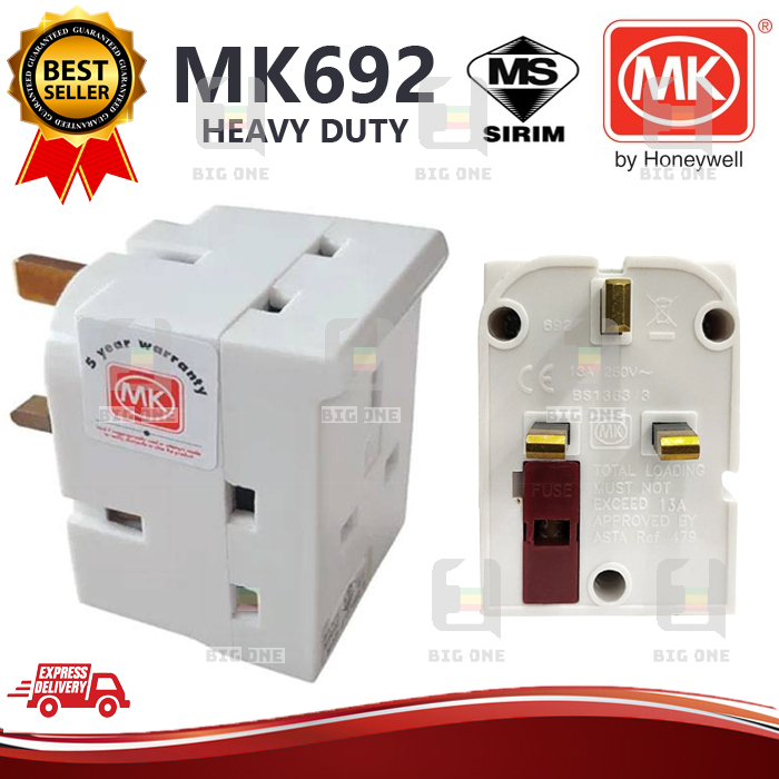 (HEAVY DUTY) MK 692 3 WAY ADAPTOR WITH SIRIM AND FUSE KEPALA TIGA HALA MK692 | Shopee Malaysia