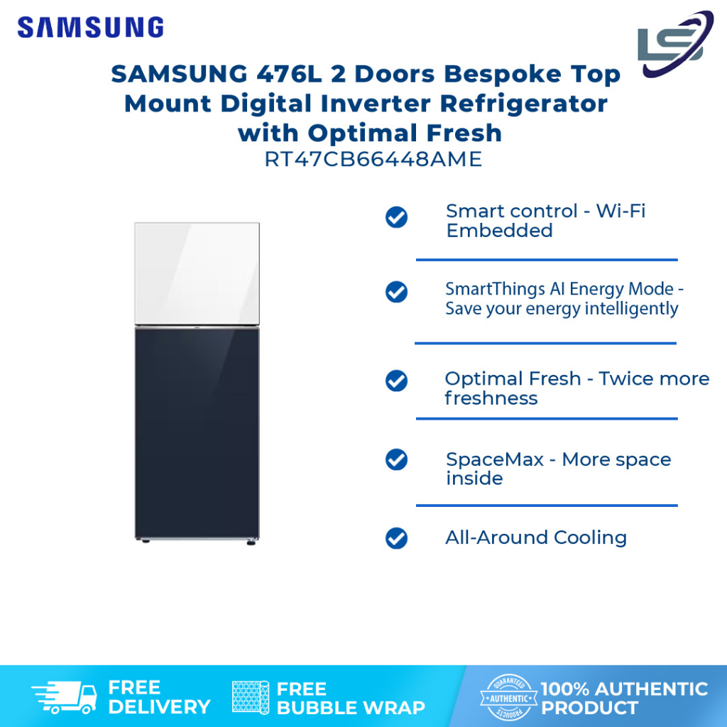 SAMSUNG 476L 2 Doors Bespoke Top Mount Digital Inverter Refrigerator ...