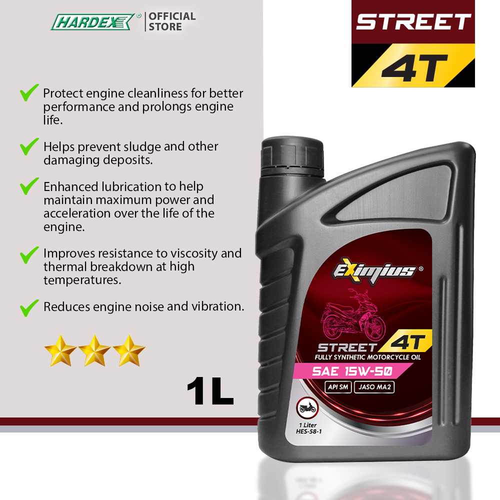 HARDEX Eximius Street 4T 15W-50 Fully Synthetic Motorcycle Oil (1L) HES ...