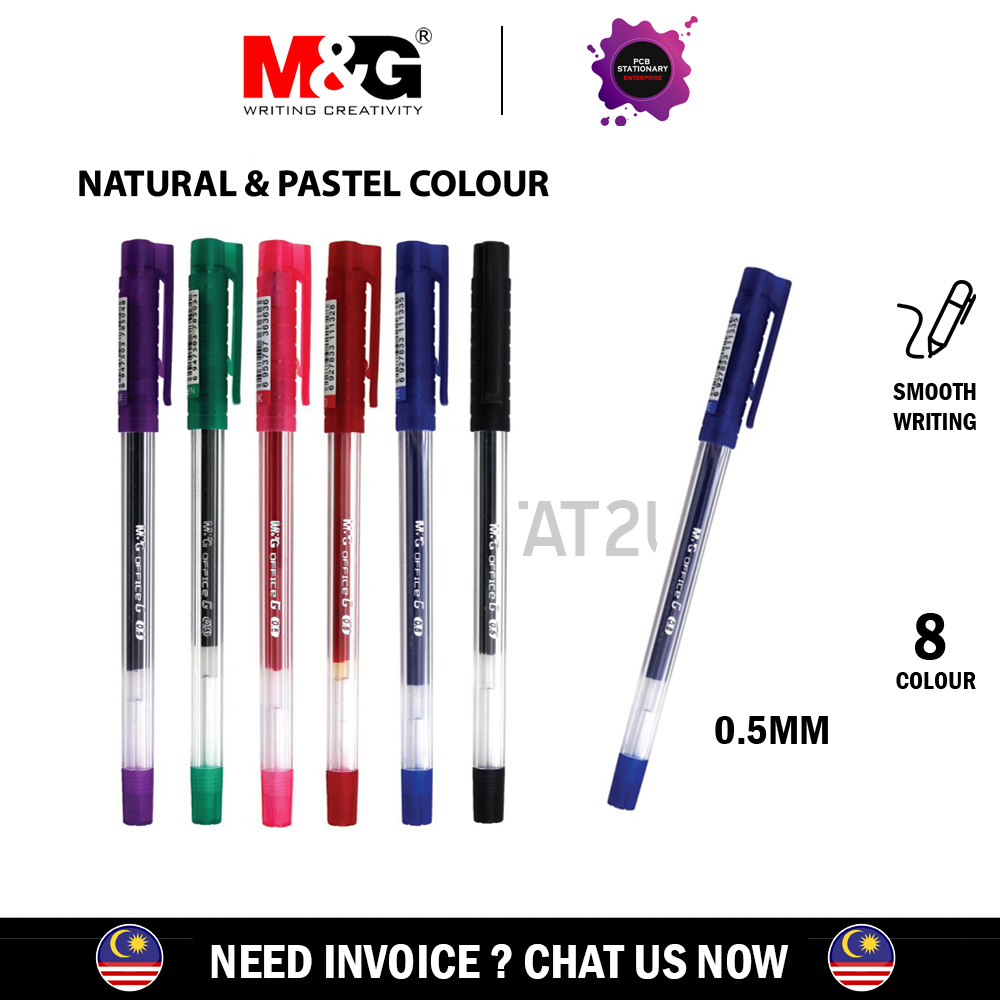 M&G Office G Gel Pen Pastel Colour - 14 Colour Pen Black/Blue/Red/Green ...