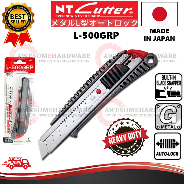 (MADE IN JAPAN) NT CUTTER L-500GRP METAL GRIP HEAVY DUTY PEN KNIFE CUTTER 18MM | Shopee Malaysia