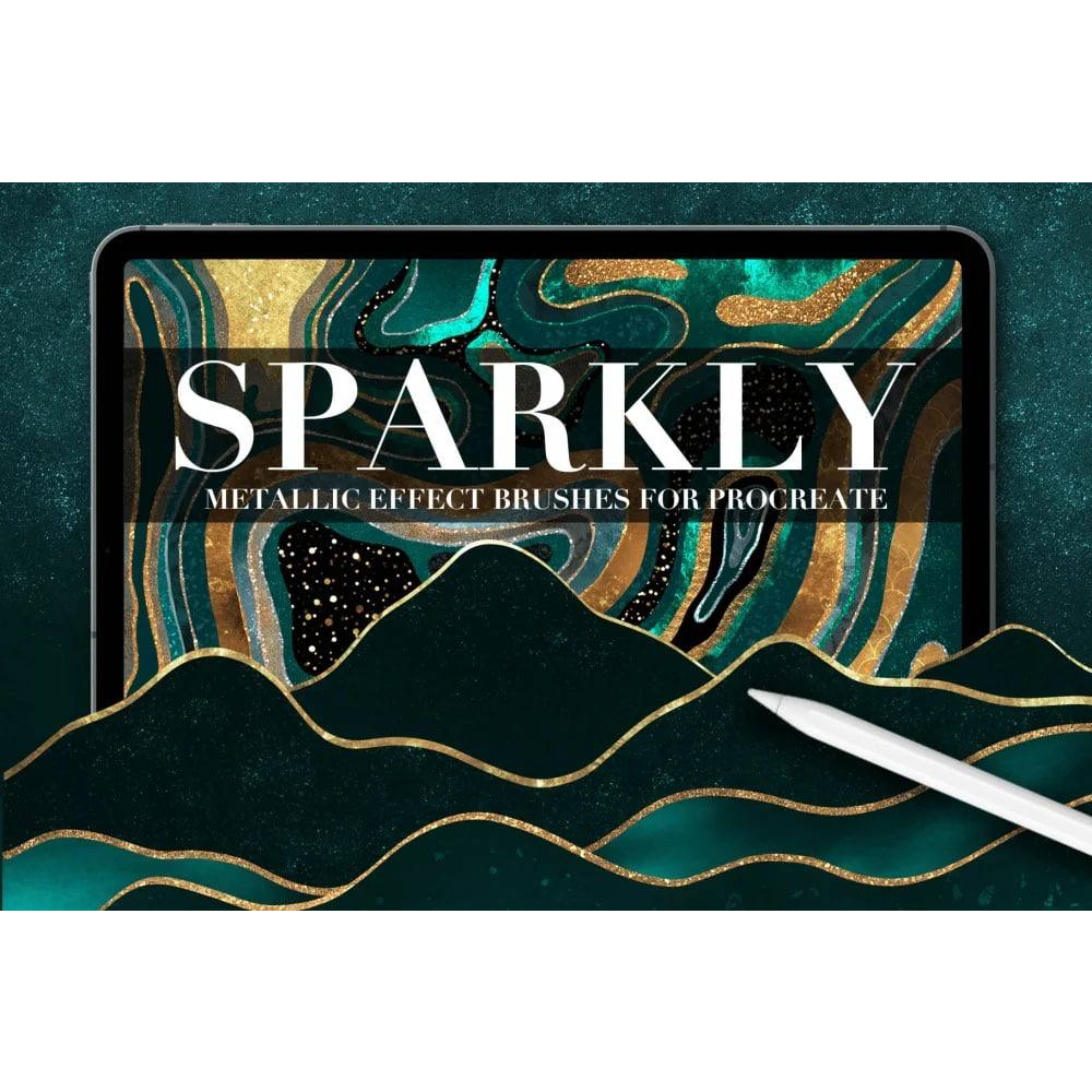 [P320] Procreate Sparkly & Metallic Effect Brushes | Gold Glitter ...