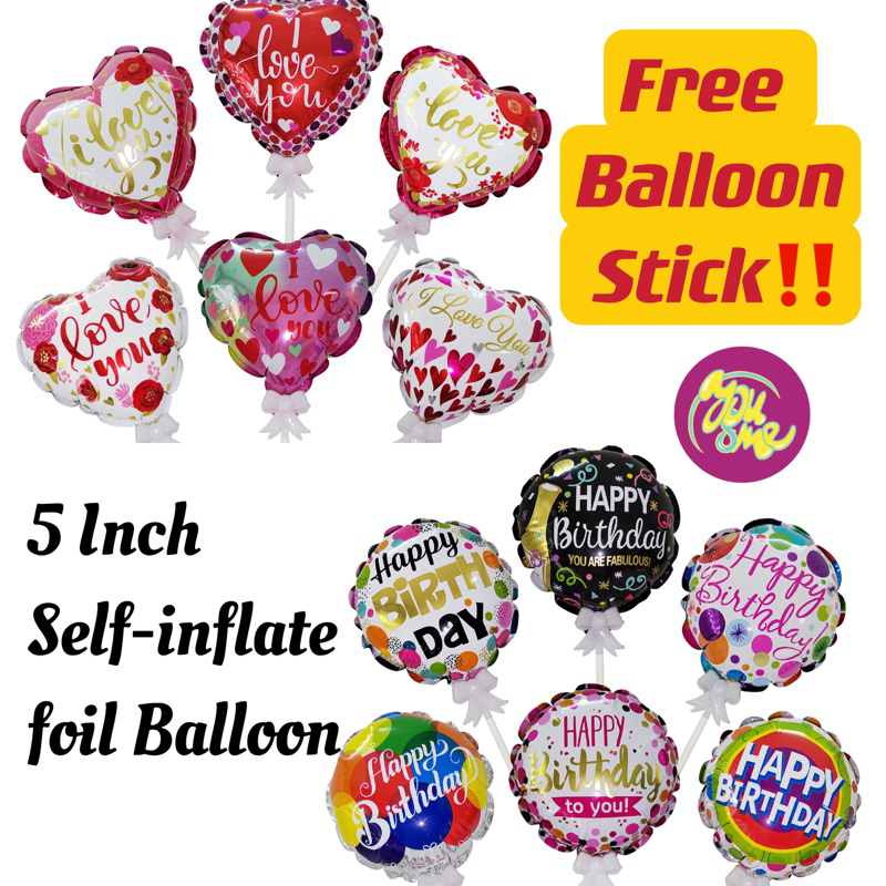 Happy Birthday Balloon 5 inch Self Inflate Love You balloon / Self ...