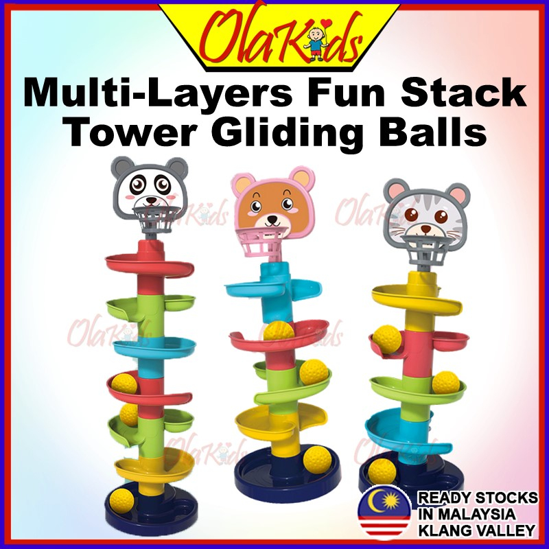 OLAKIDS Baby Roll Tower Fun Rolling Slide Insert Ball Stack Tower ...