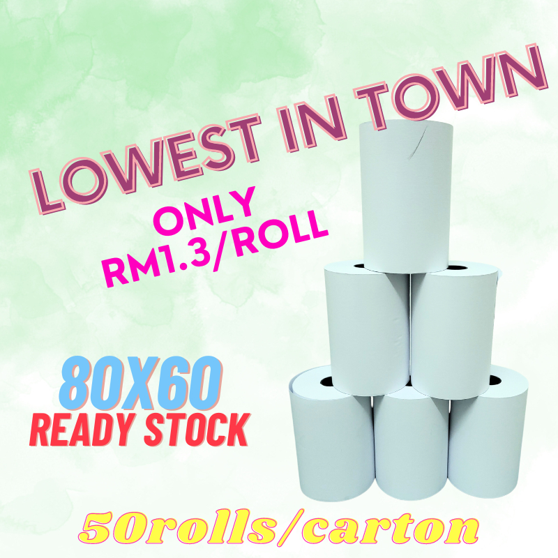 Thermal Paper Roll 80x60mm 8060 thermal receipt RM1.30/roll | Shopee ...