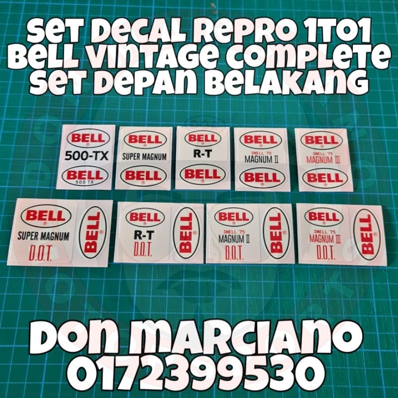 Bell Helmet Sticker Vintage 1to1 Repro Complete Set RT DOT 500 TX SUPER ...