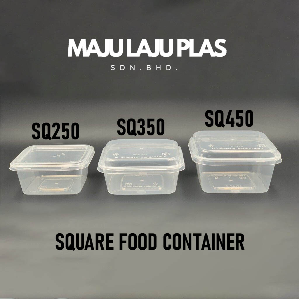 Square Disposable Plastic Food Container [ 50sets/10SET ] SQ250 SQ350 ...