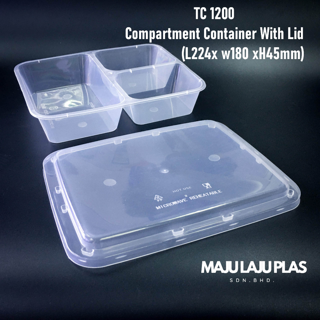 TC 1200 Compartment Container With Lid (L224x w180 xH45mm) | Shopee ...