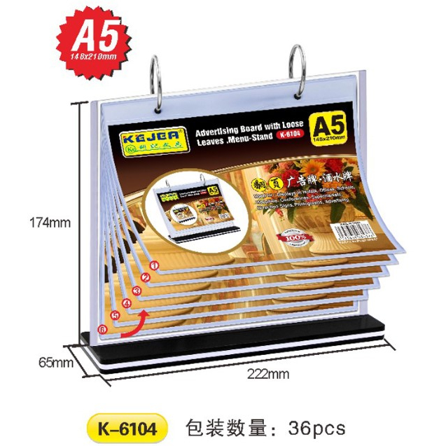 Table Menu Holder【size A5】Advertising Board with Loose Leaves .Menu ...