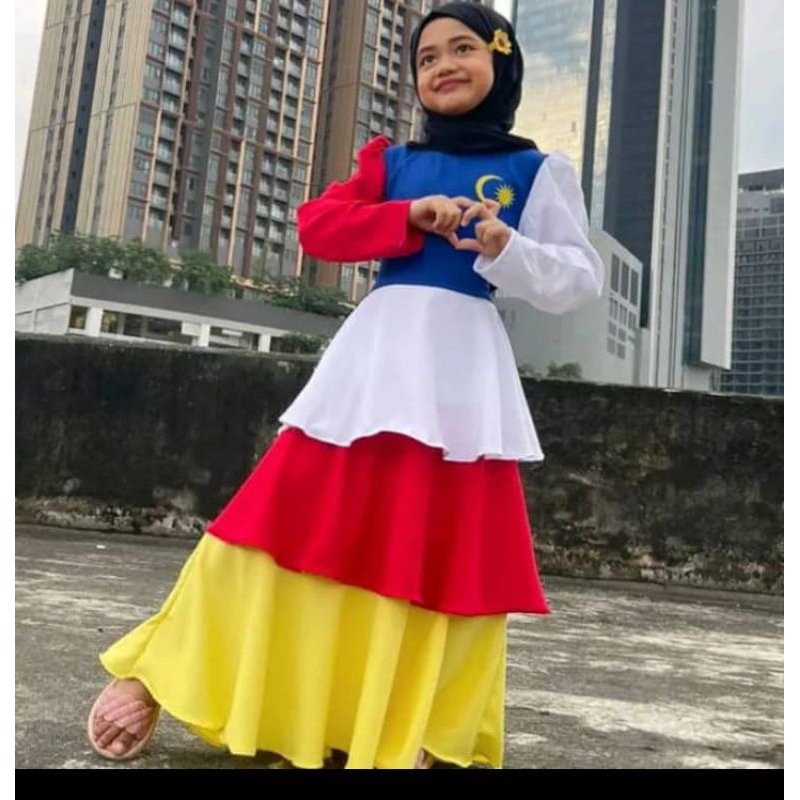 🔥🔥ready stock 🇲🇾merdeka peplum jubah budak🔥 Baju jubah2022, Baby Gir ...