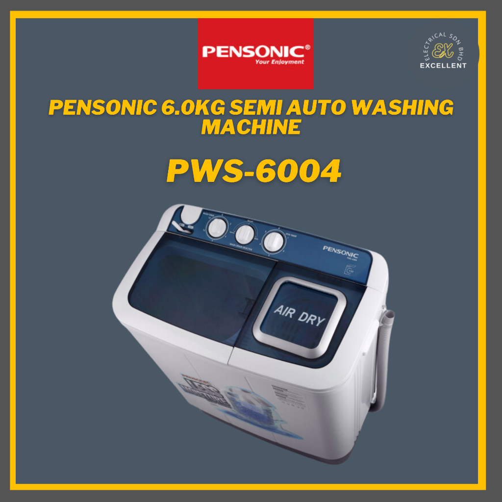 (SABAH ONLY) PENSONIC 6.0KG SEMI AUTO WASHING MACHINE PWS-6004 | Shopee ...