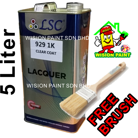 5L LSC LACQUER 1K 929 ACRYLIC CLEAR GLOSS SLATE FINISH PAINT ( free 1.5 ...