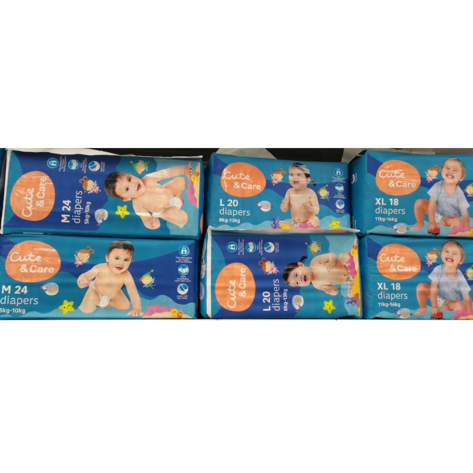 Cute & Care Diapers Mix Size Pamper Small Pack Mini Pack (M/L/XL) Lotus ...