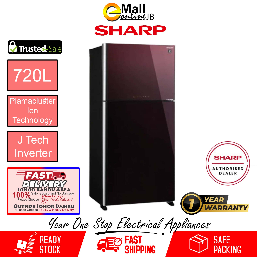 Sharp 720L Glass Door Inverter Pelican Refrigerator SJP882MFGM ...