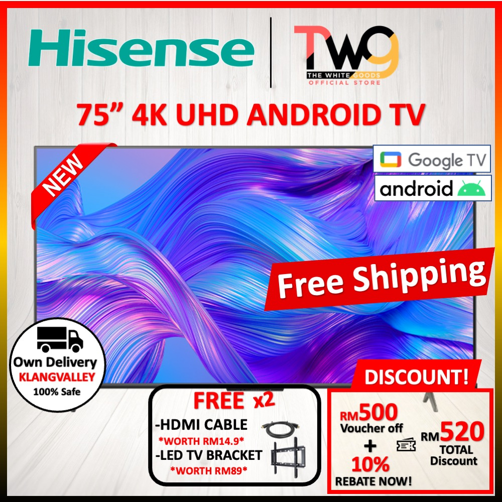 [FREE SHIPPING + 2 GIFT] Hisense 75" 4K ANDROID A6500H Ultra HD LED ...