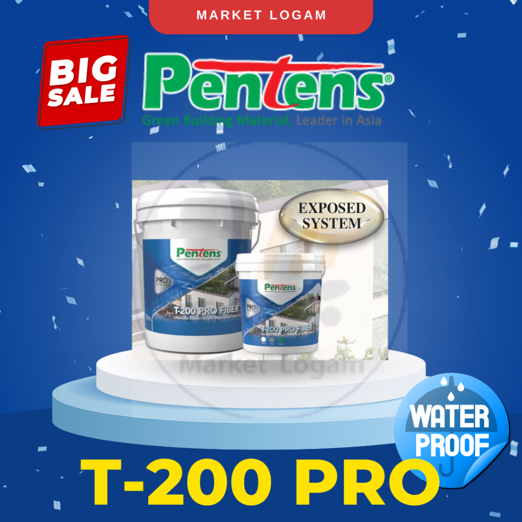 20KG Pentens T200 PRO FIBER / PENTENS T-200 Resistant Elastomeric Waterproofing Coating | Shopee ...