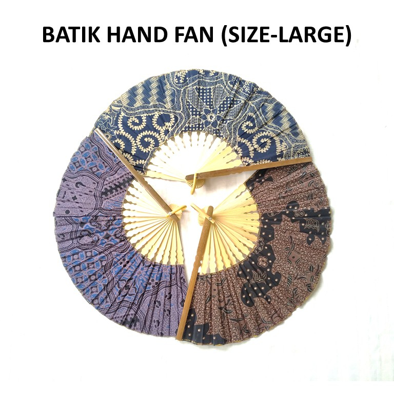 BATIK HAND FAN WITH VARIETY OF COLORS & DESIGN (LARGE SIZE) / KIPAS ...