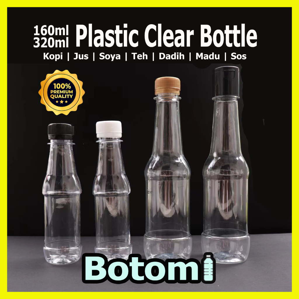 160ml 320ml Empty water PET transparent plastic bottle flip cap sauce ...