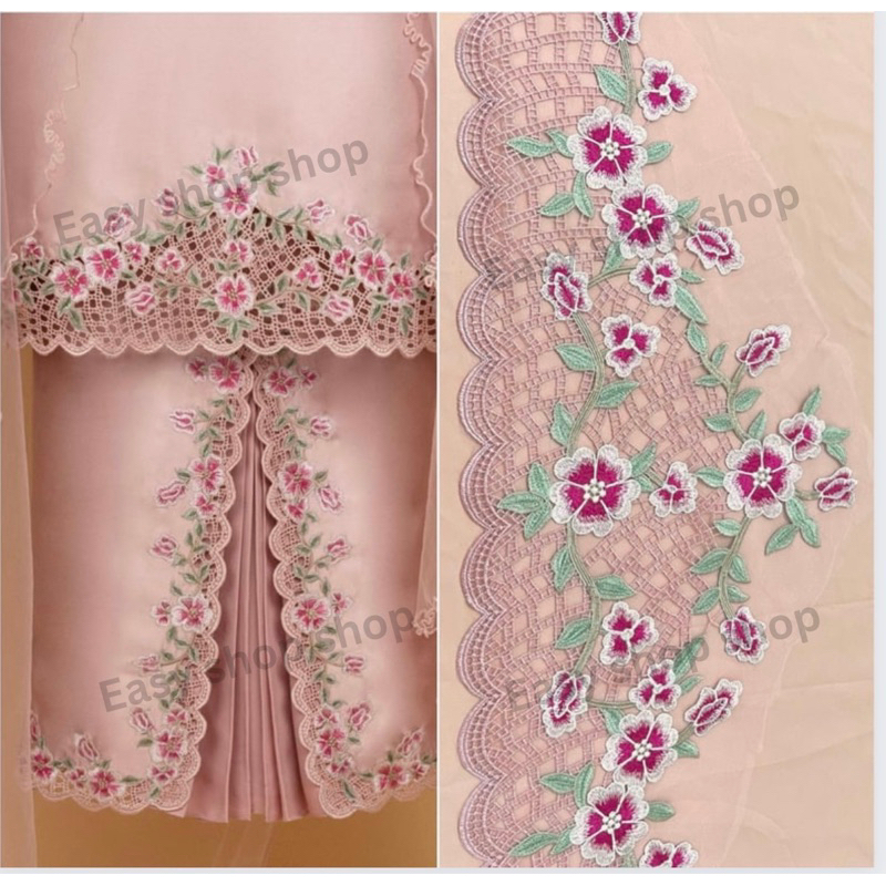 Border lace dusty pink gradient color design baru sesuai baju raya ...