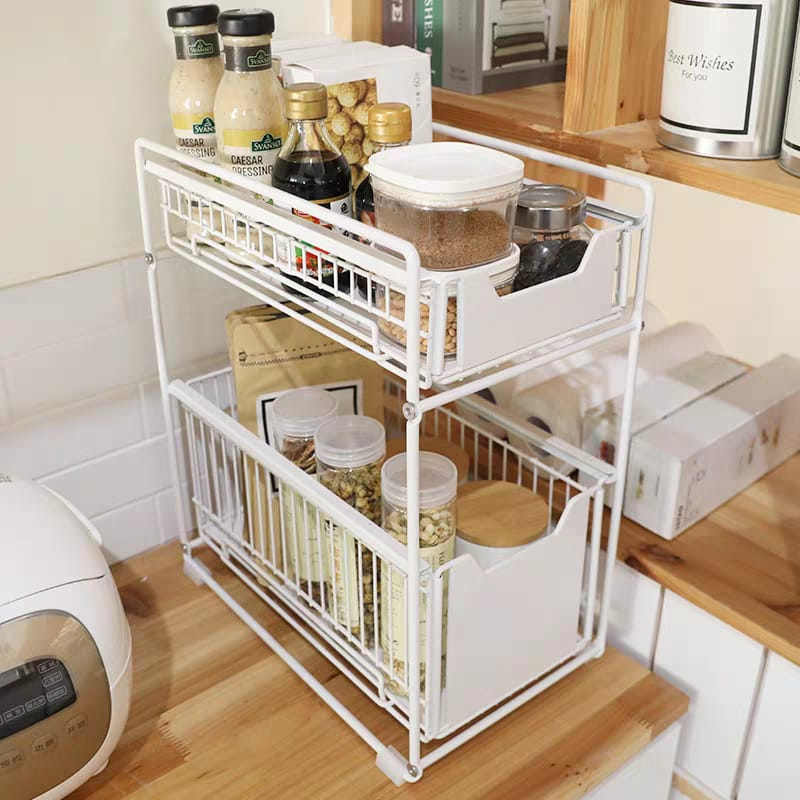 Double Layer Multifunctional Push Pull Storage Rack 双层推拉式置物架 | Shopee ...
