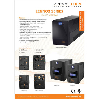 KOSS LENNOX LE-2000/2000VA LENNOX TOUCH SCREEN UPS (2000VA 1200W ...