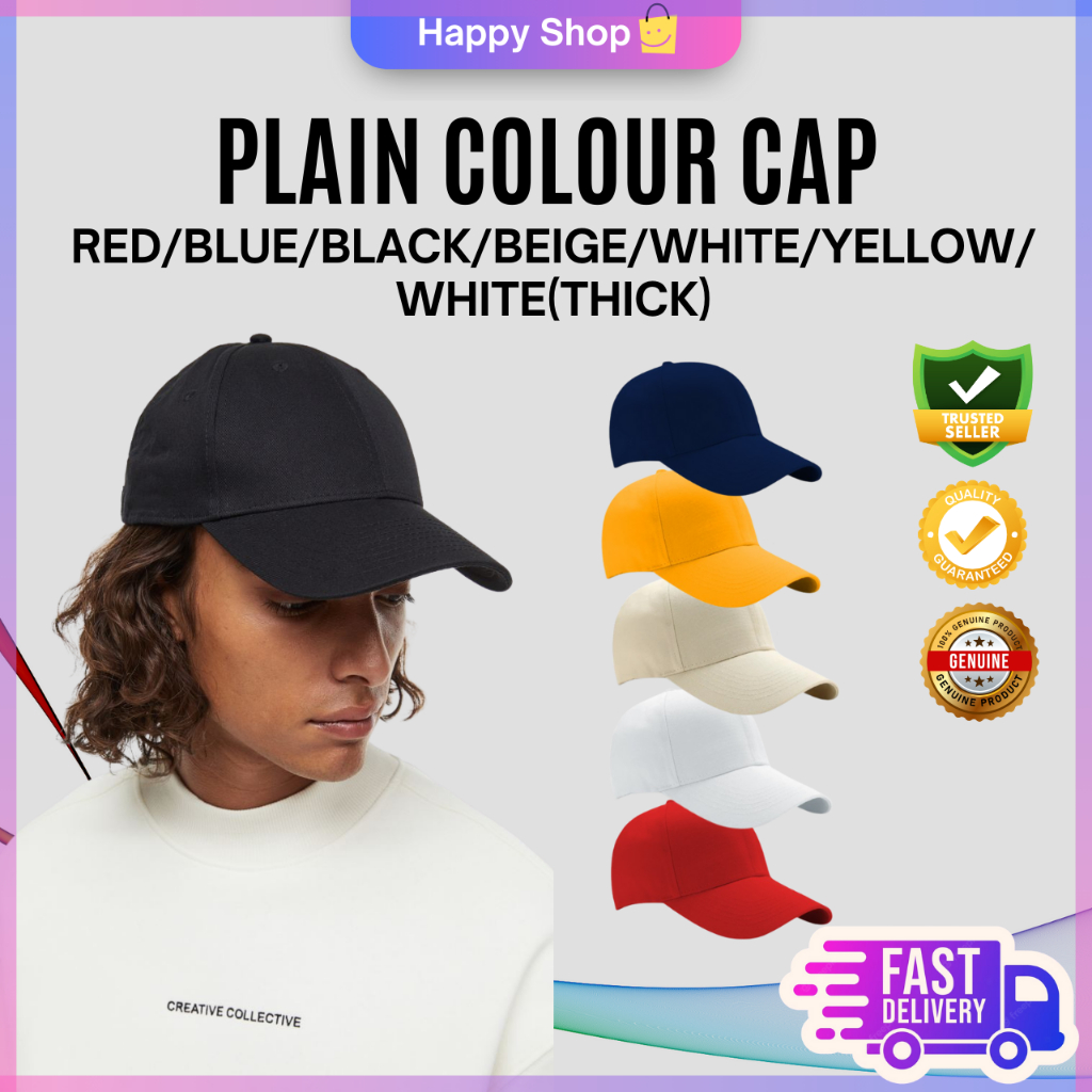 Plain Colour Cap / Adjustable Cap / Topi Kosong Warna Hitam Merah Biru ...