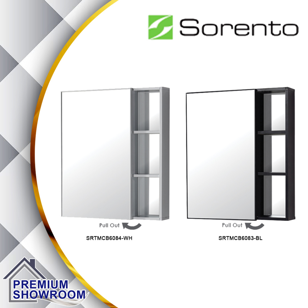 SORENTO Bathroom Mirror Cabinet 600mm ALUMINIUM | Cermin Bilik Mandi ...