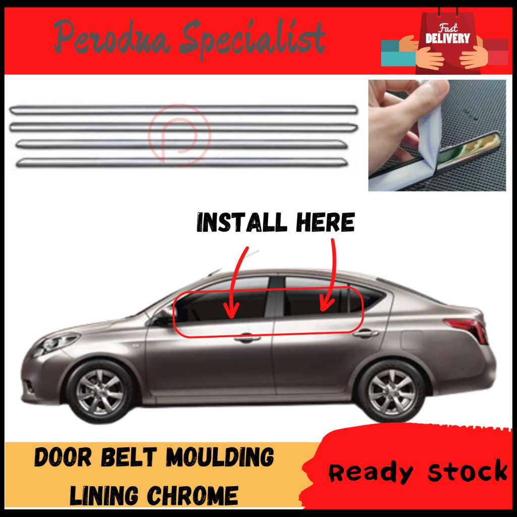 Nissan Almera 2012-2019 Window Trim Chrome Lining/Door Belt Moulding ...