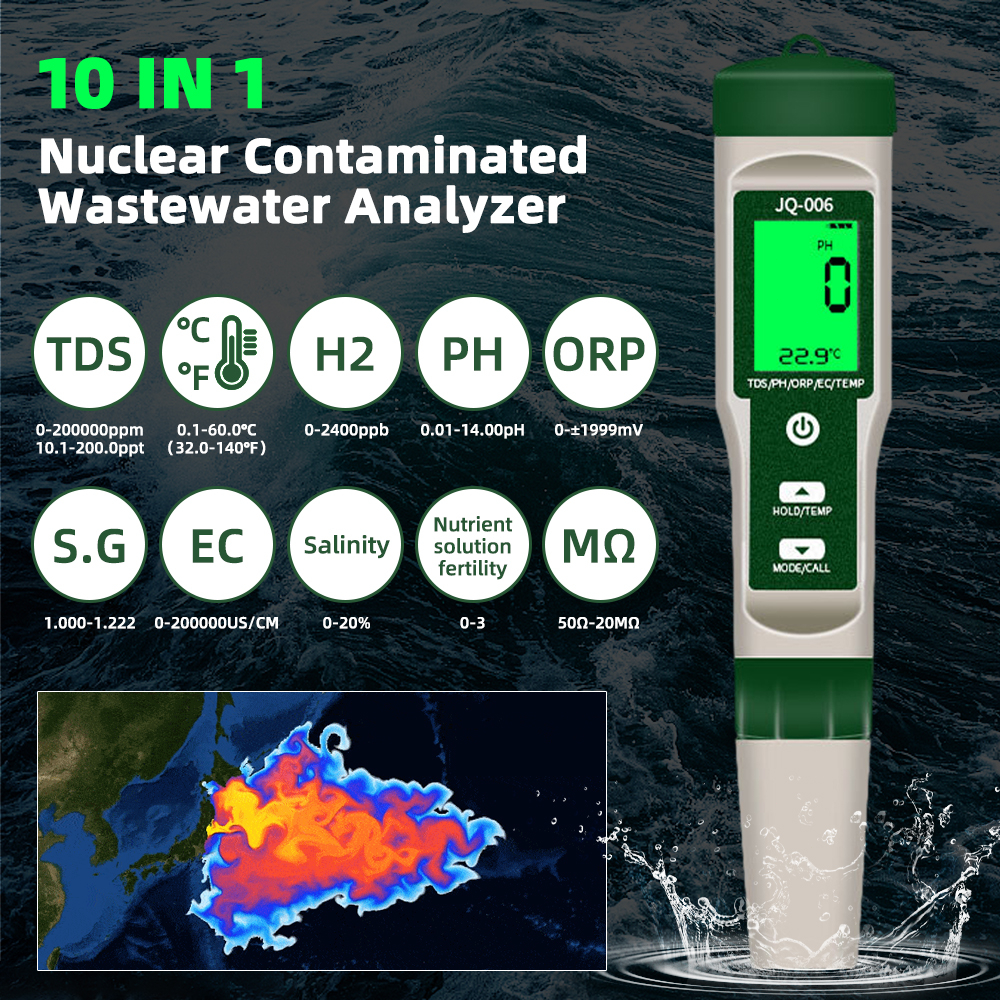 🔥10 IN 1 Digital Water Quality Monitor TDS/EC/PH/Salinity/H2 Meter PH ...