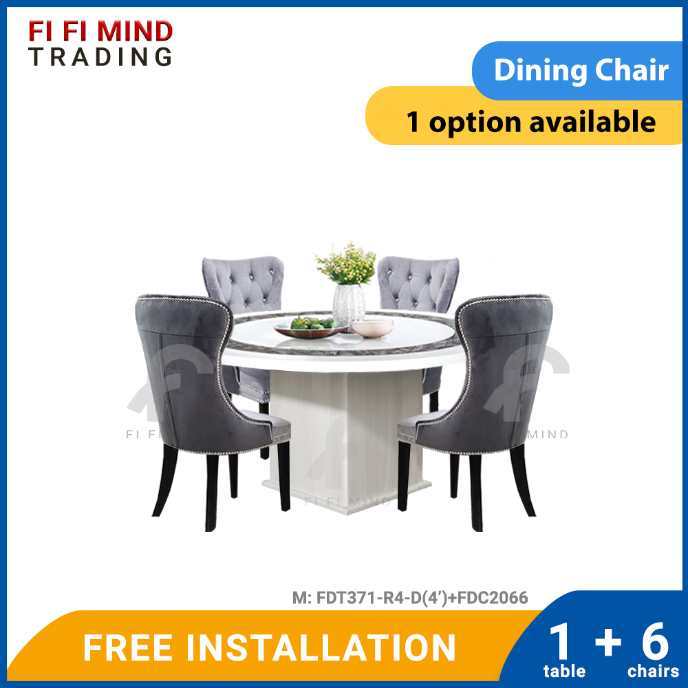 Yolenia Round Marble Dining Set/ Marble Dining Table Set/ Meja Makan 6 ...