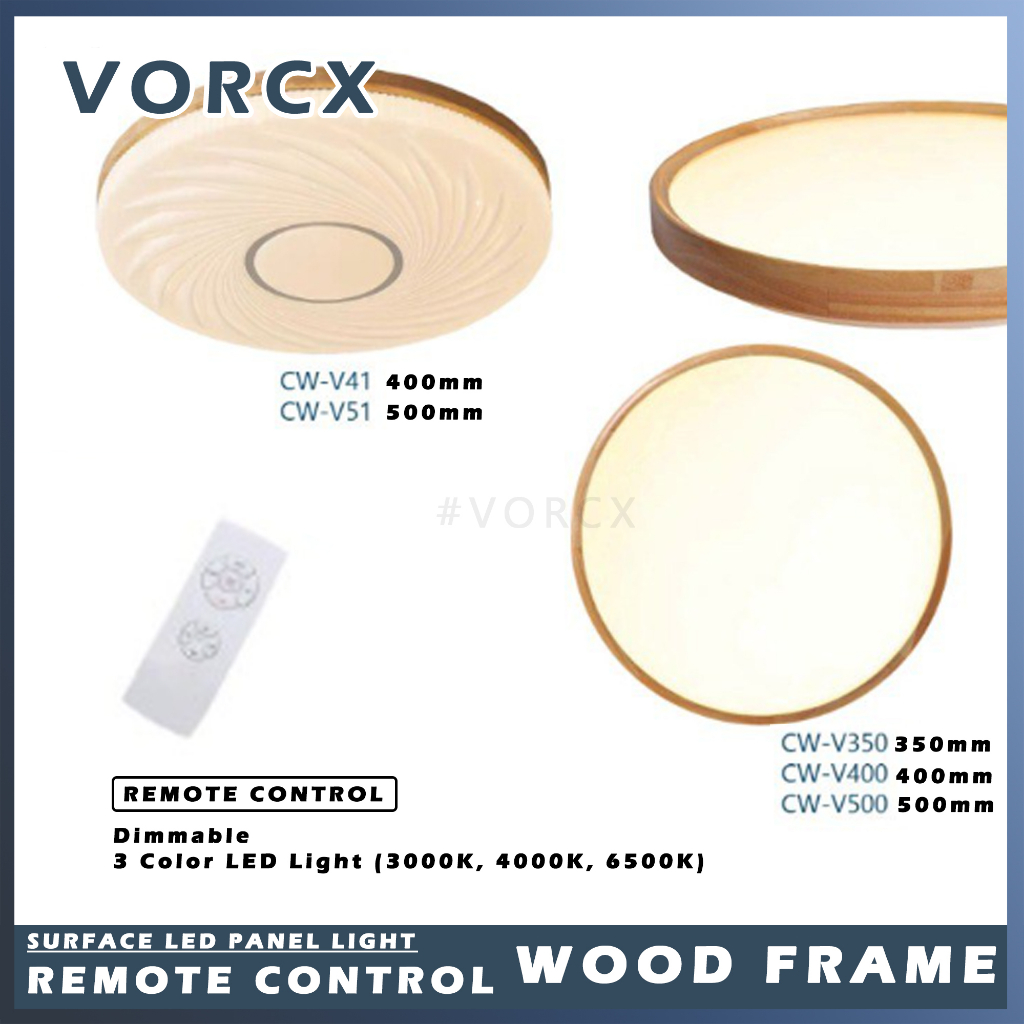 MS Wood LED Ceiling Light Surface Mount Downlight Remote Control ...
