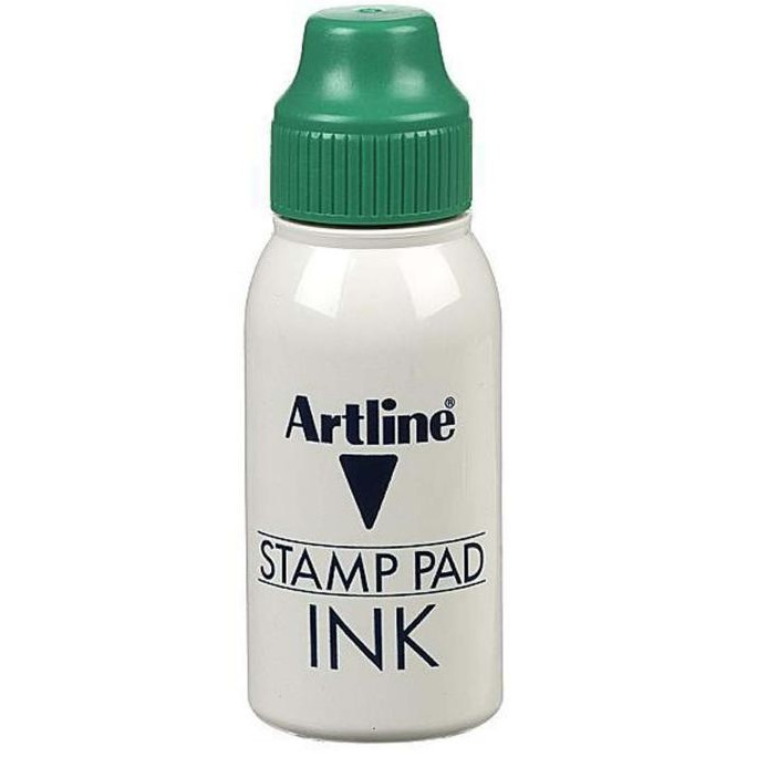 READY STOCK ARTLINE STAMP PAD REFILL INK GREEN COLOUR ( NO BOX ...