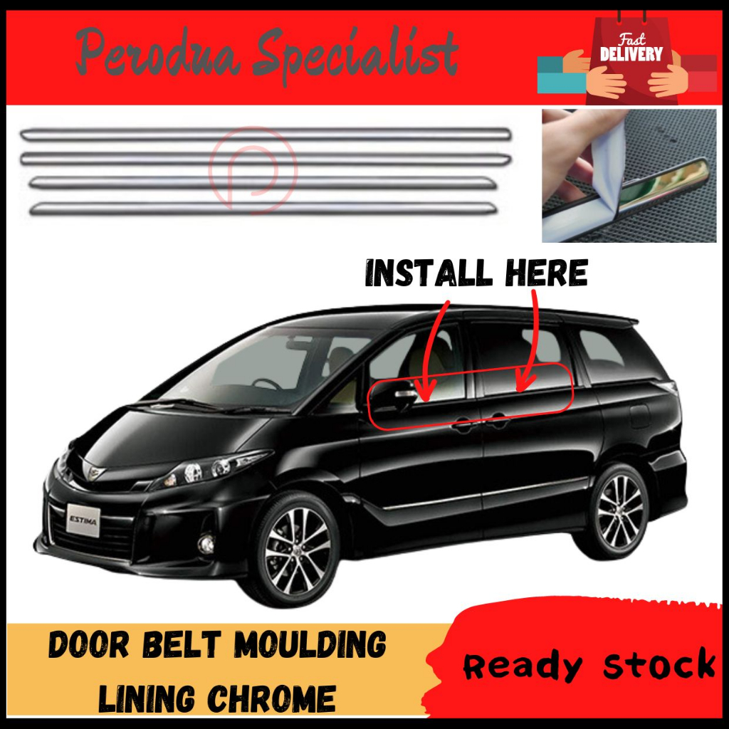 Toyota Estima ACR30 Window Trim Chrome Lining/Door Belt Moulding/Lining ...