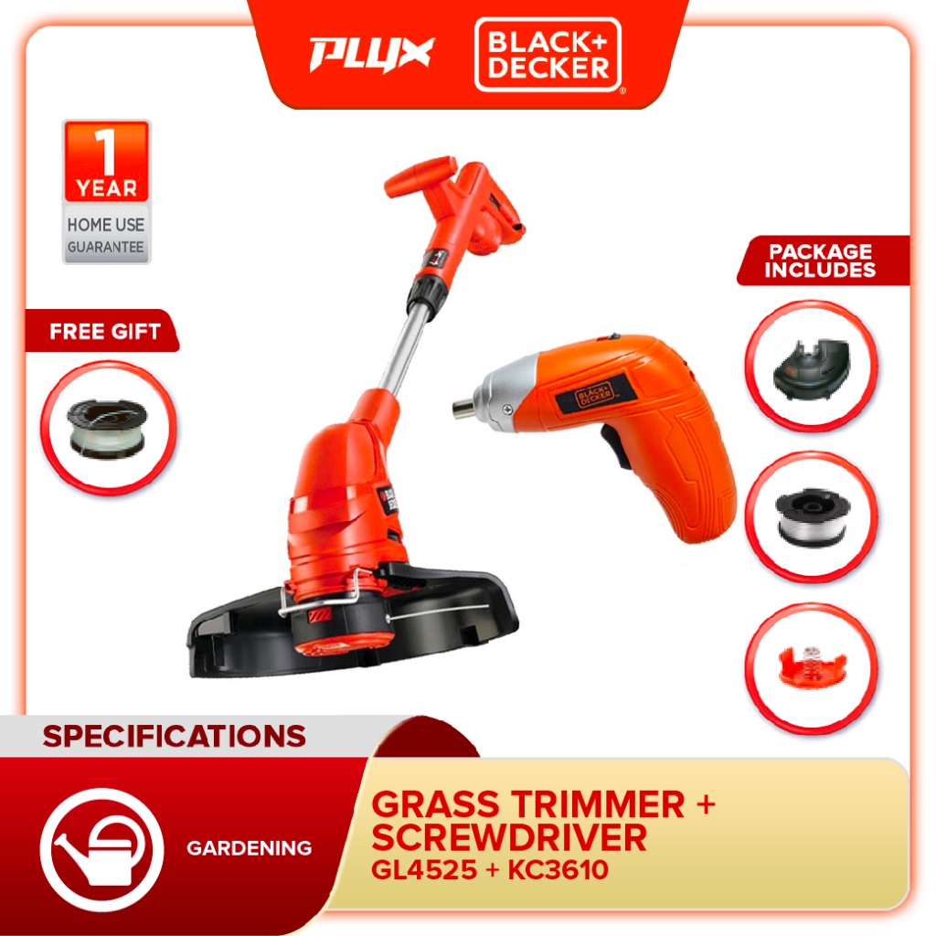 BLACK & DECKER GL4525 String Grass Trimmer 450W + Ni-CD Screwdriver ...